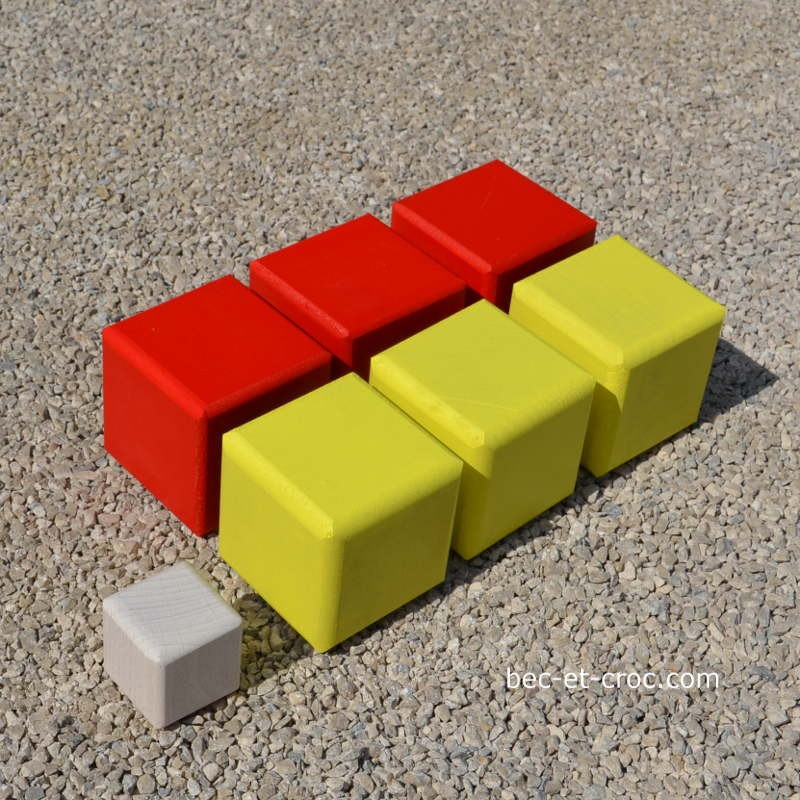 Jeu de boules de pétanque carrées en bois, fabrication France