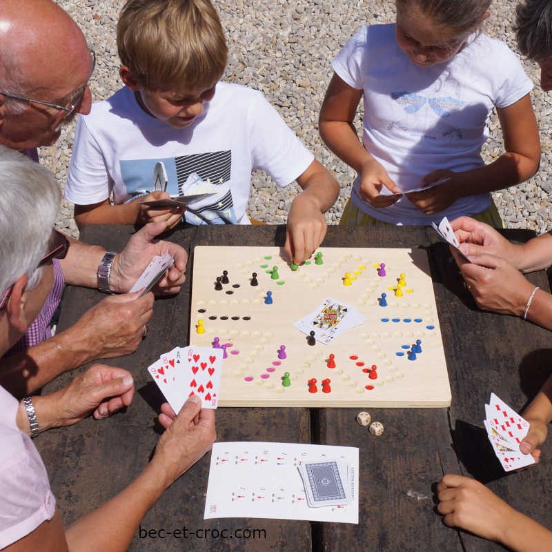 Jeu du Toc ou Tock géant en bois recto verso